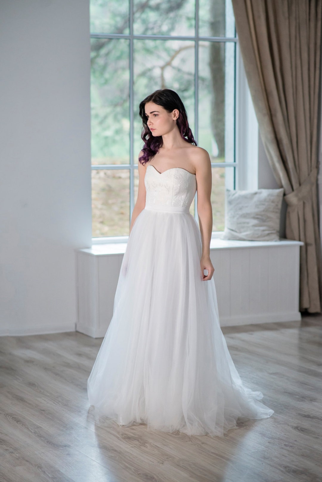 Heather - Wedding Gown / Strapless Wedding Dress / a Line Bridal Gown ...