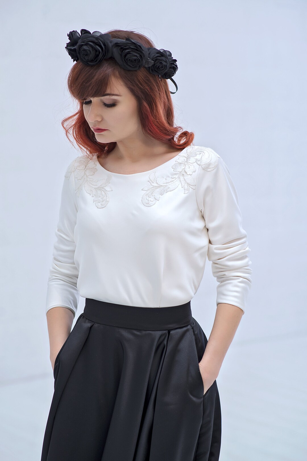 Amaya - Long Sleeve Bridal Top / Bridal Jumper / Wedding Sweatshirt ...