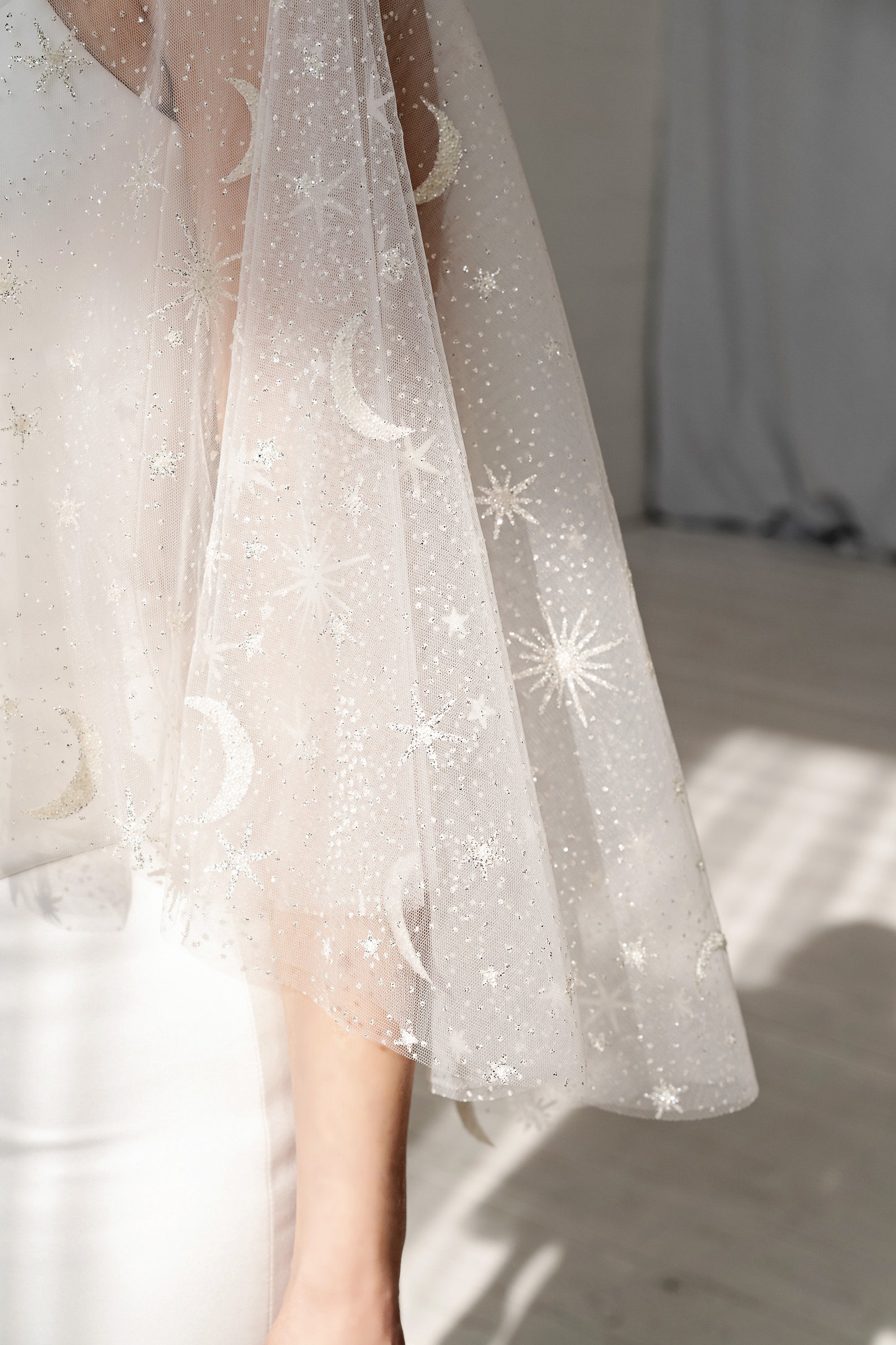 Luna Bridal Cape With Moons and Stars / Celestial Wedding - Etsy