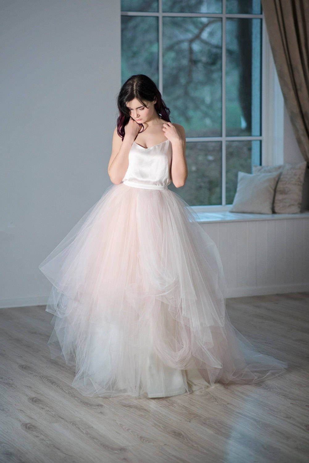 READY TO SHIP: tulle wedding skirt / bridal tulle skirt / blush bridal ...