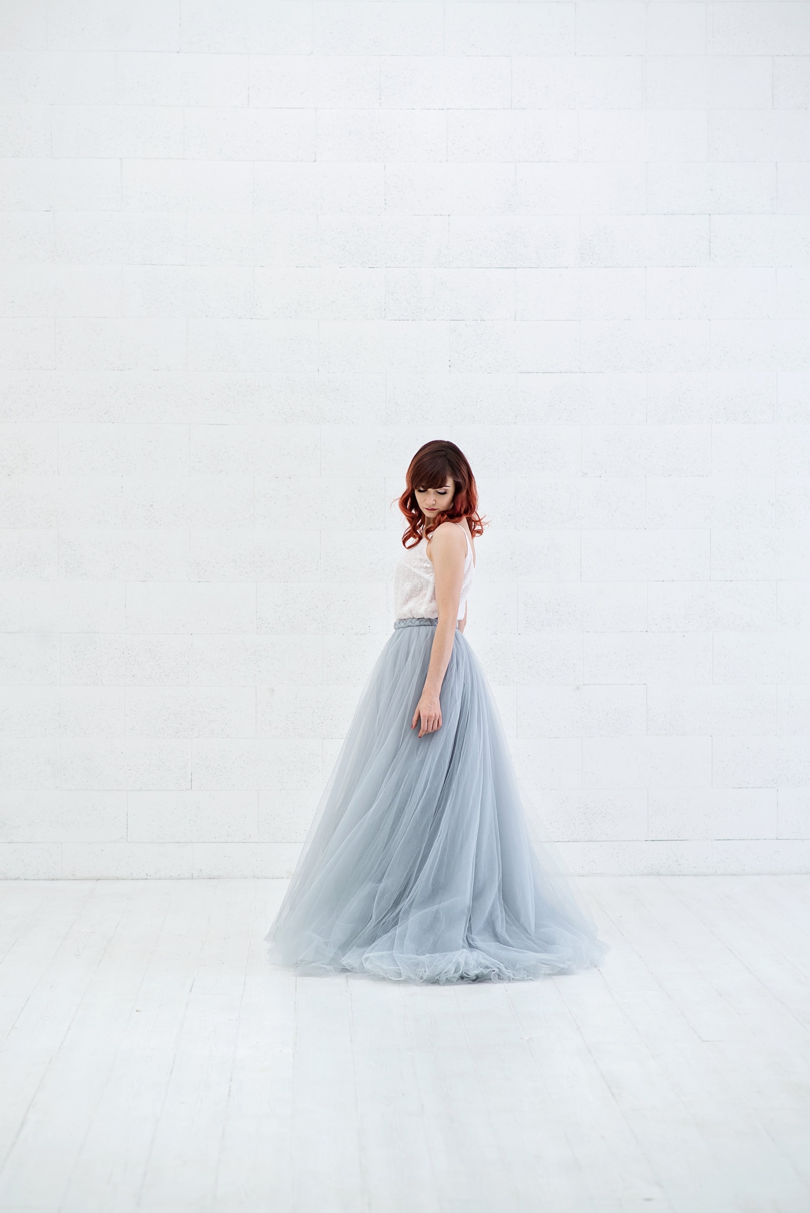 Cora - Grey Blue Tulle Wedding Skirt / Custom Hand Dyed Tulle Skirt ...
