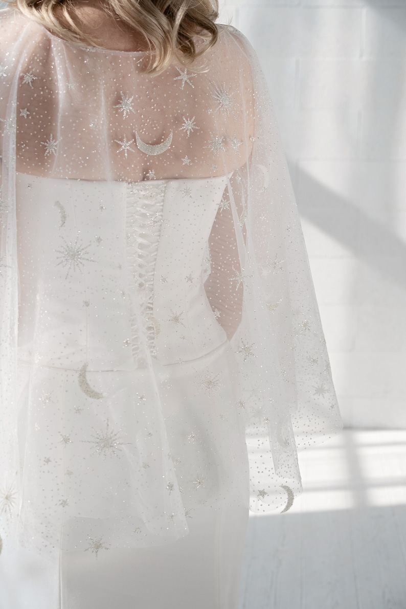 Luna Bridal Cape With Moons and Stars / Celestial Wedding - Etsy