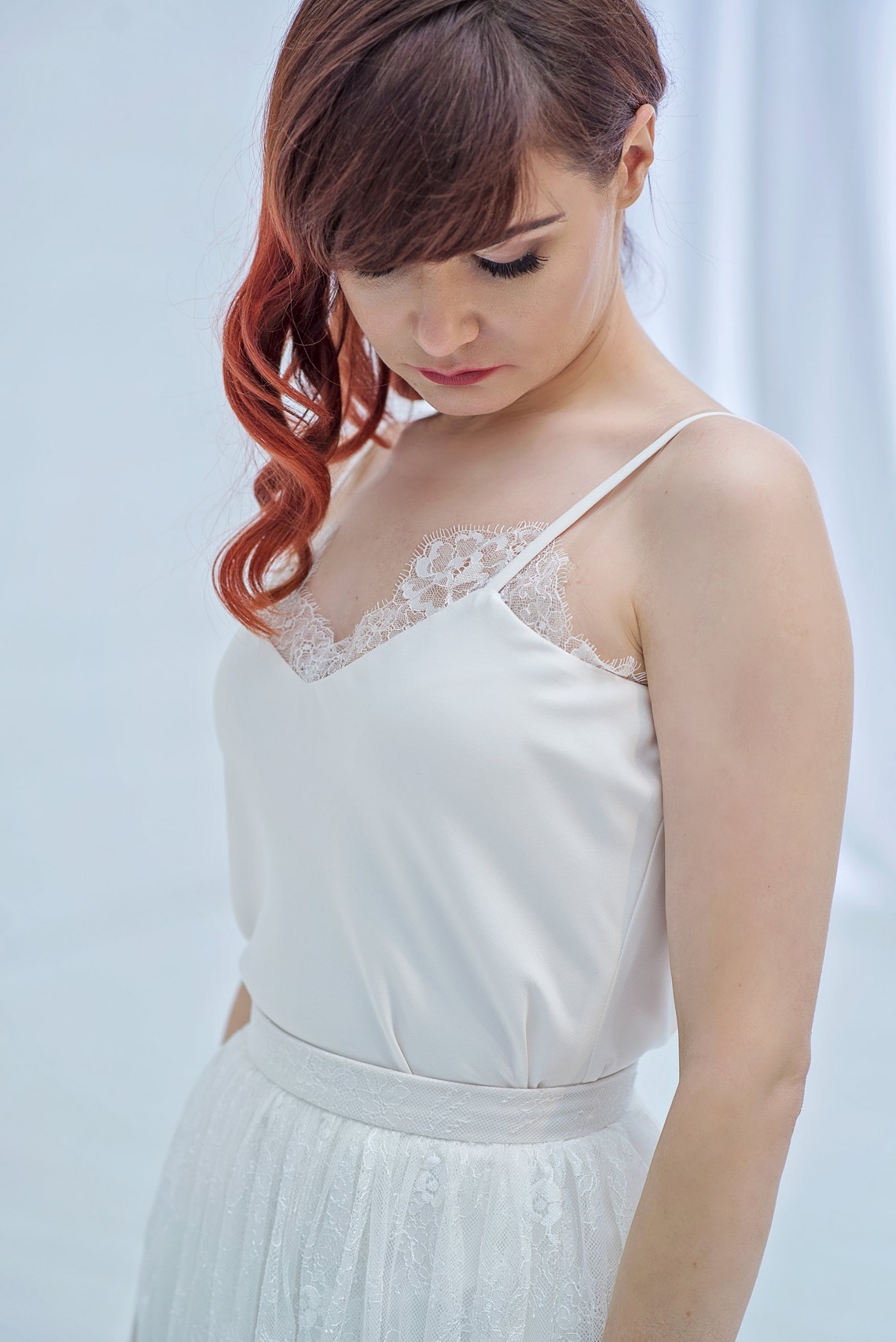 Linnea Bridal Camisole With Lace / Bohemian Bridal Top / - Etsy