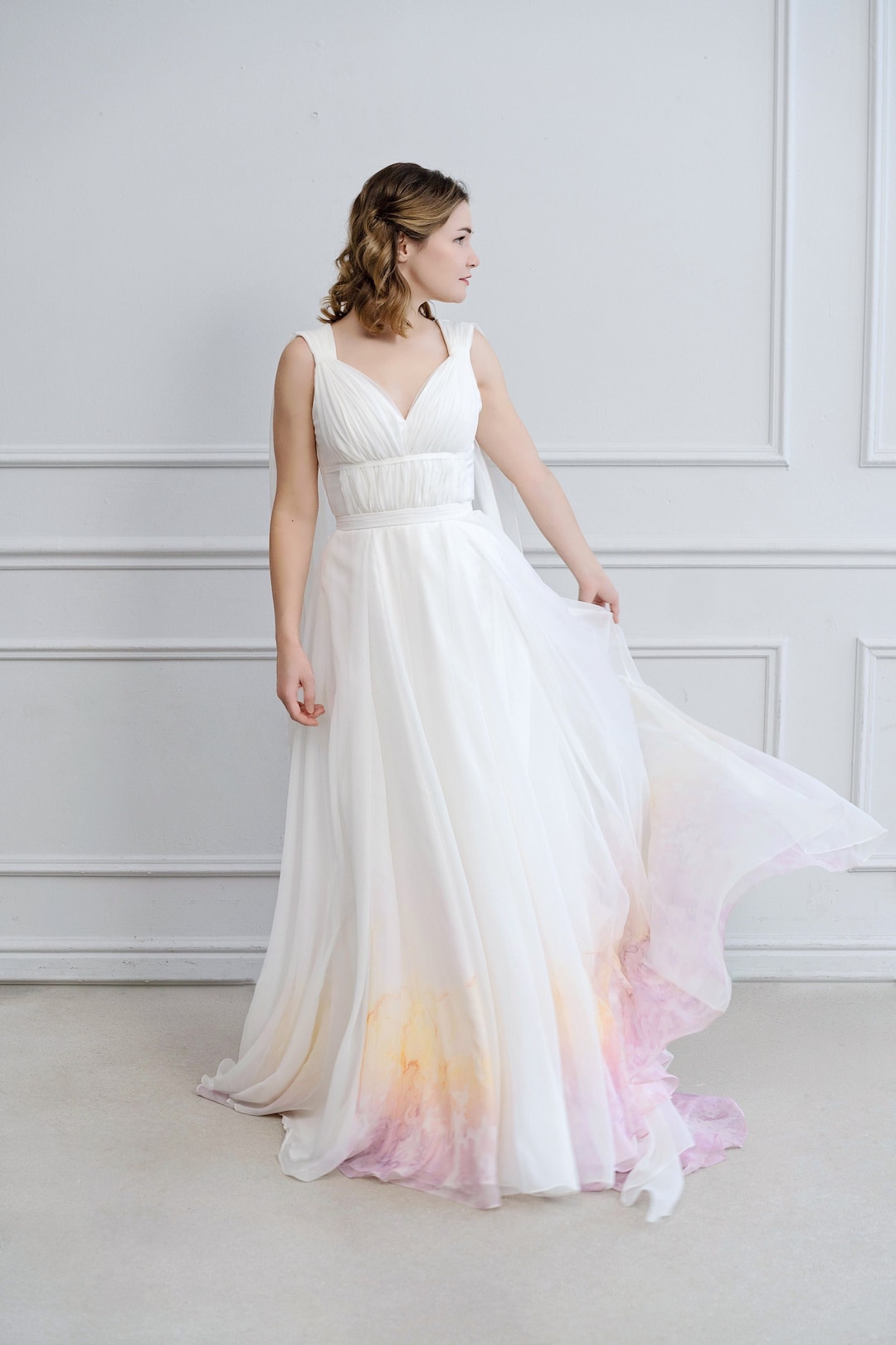 Persephone - Chiffon Wedding Skirt With Ombre Dyed Bits in Sunset ...