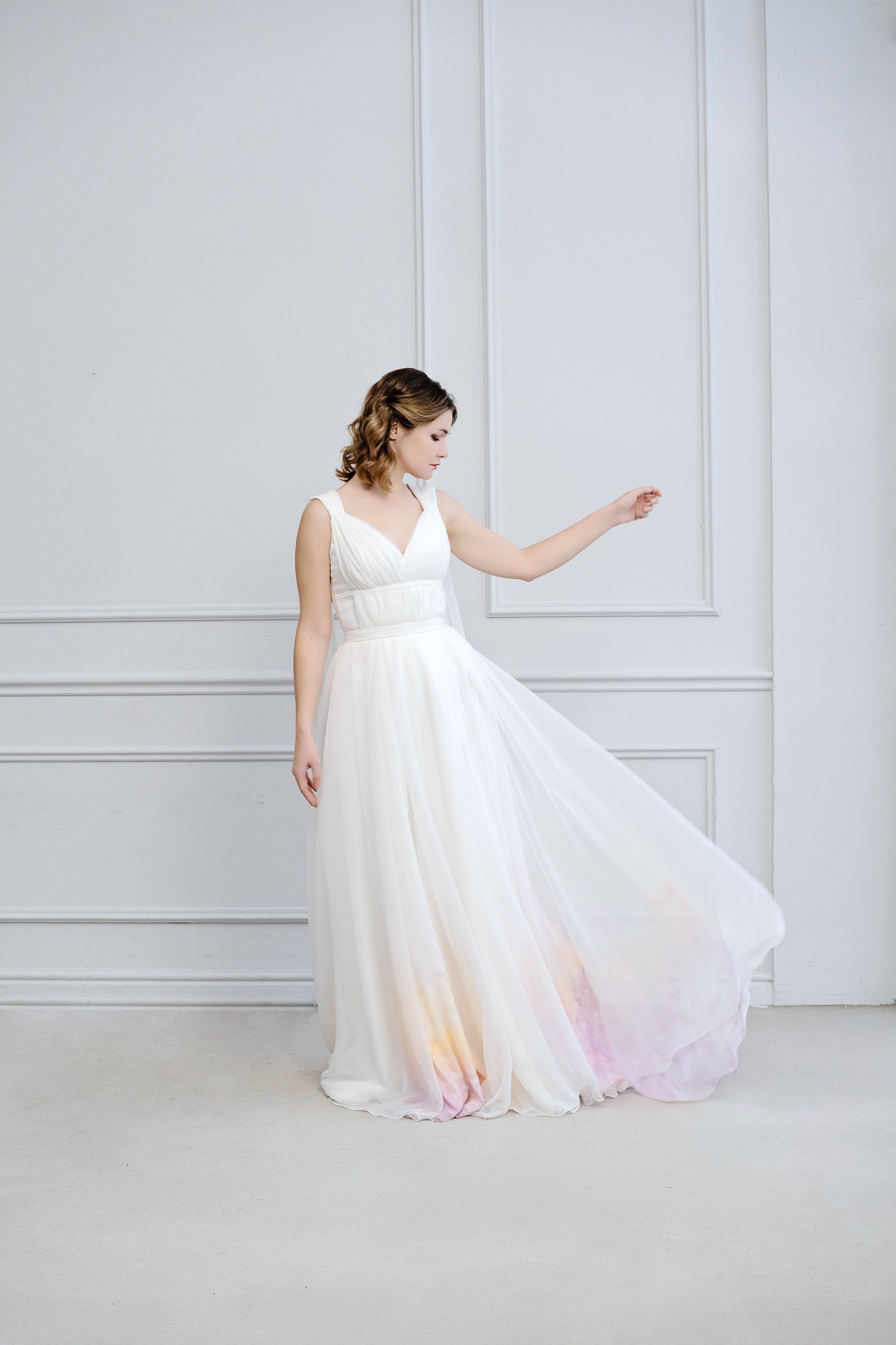 Persephone - Chiffon Wedding Skirt With Ombre Dyed Bits in Sunset ...