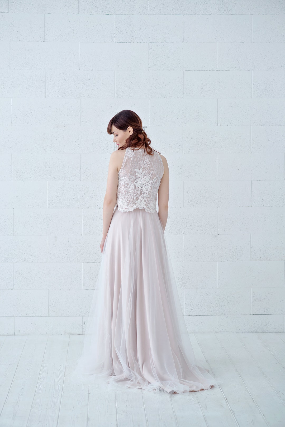 Zahara - Wedding Skirt in Champagne Colored Chiffon and Ivory Tulle ...