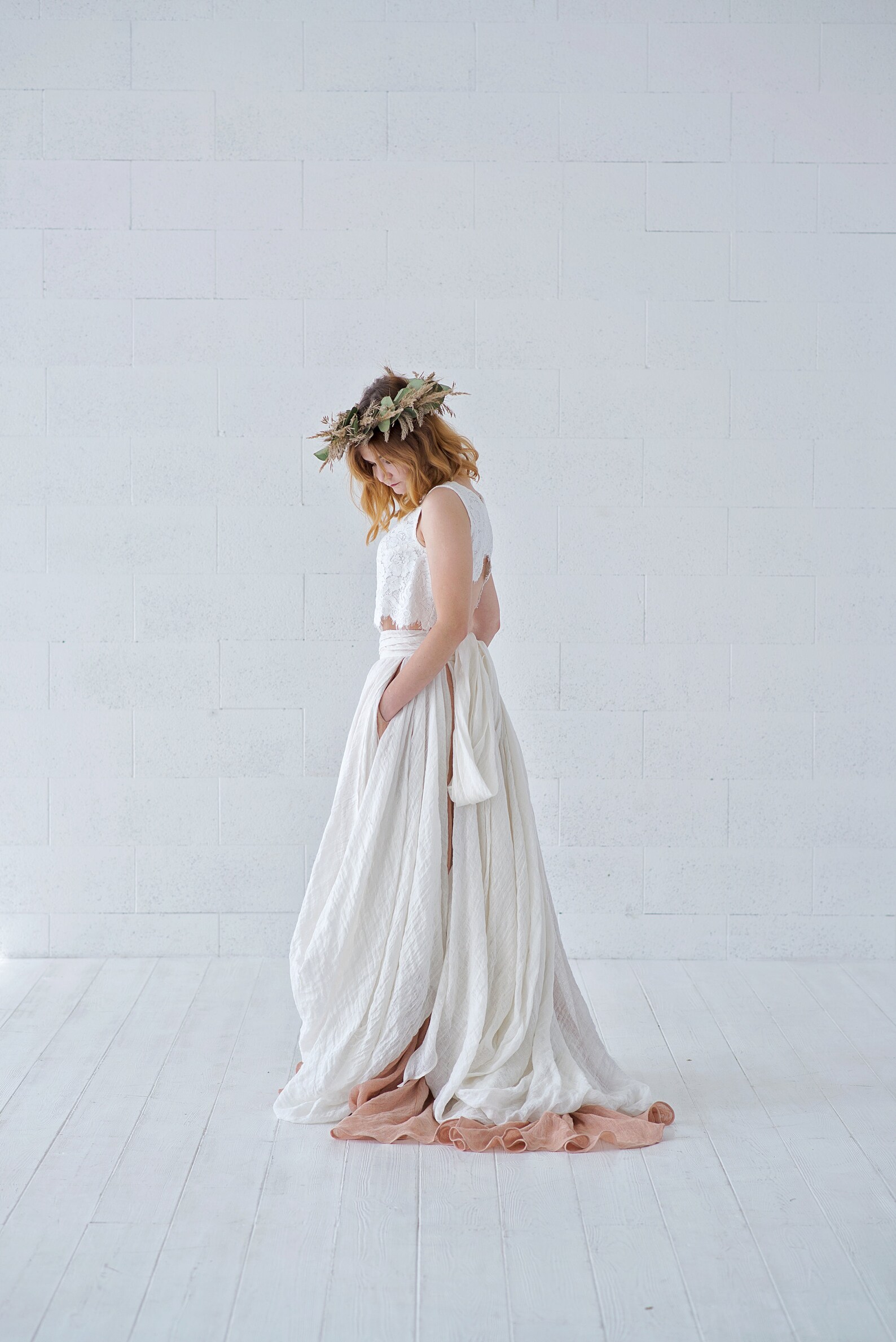 Brianna - Bohemian Bridal Skirt / Linen Wedding Skirt / Boho Bride ...