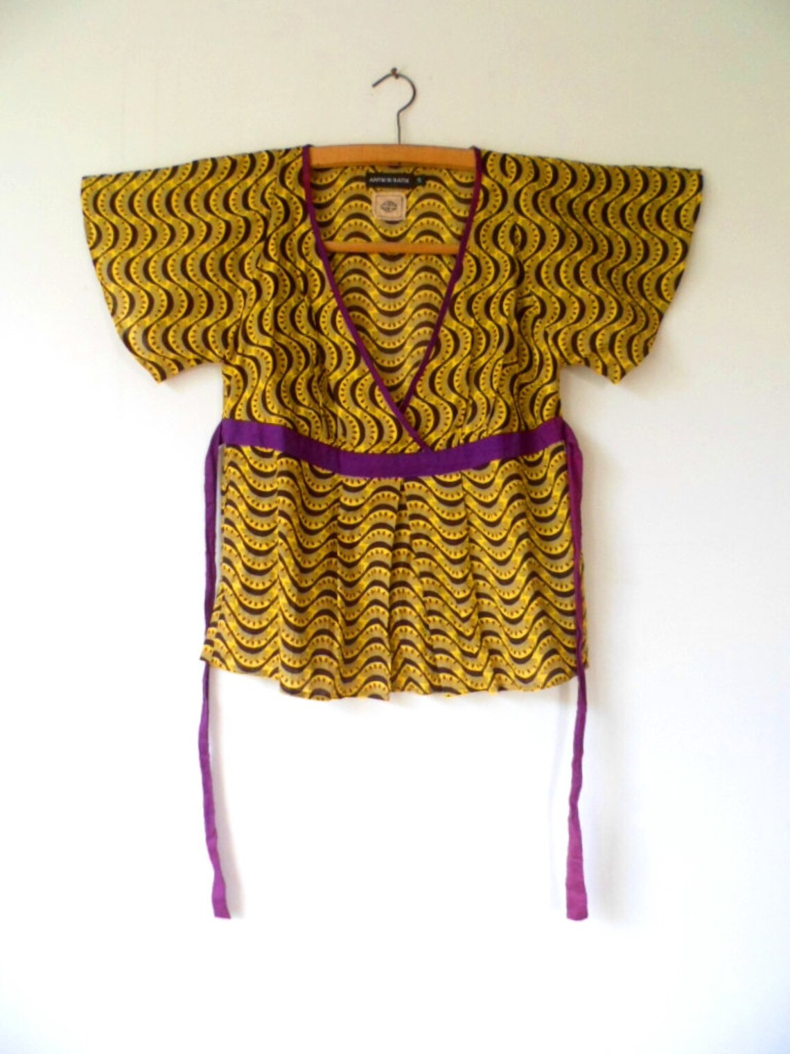 Y2K French Designer ANTIK BATIK Yellow Tribal Abstract Graphic - Etsy