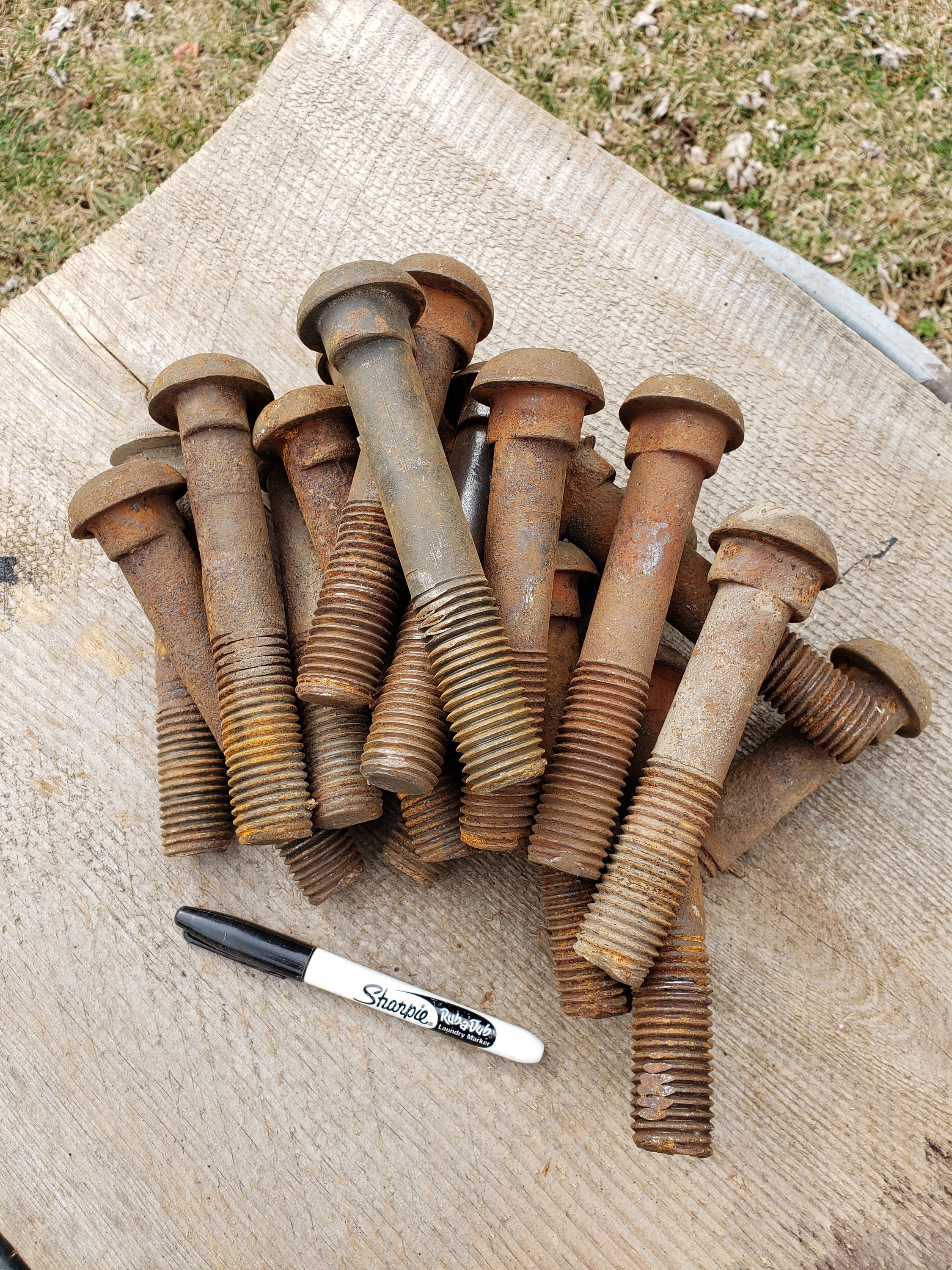 Lot of Six Old Railroad Bolts. Blacksmith Supply. Forging Steel ...