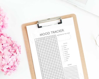 Simple Hourly Mood Tracker Printable, Weekly Emotions Record, Wellness ...