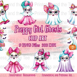 Preppy Girl Ghost Clipart Set, Coquette Bow Png, Ghost With Coquette ...