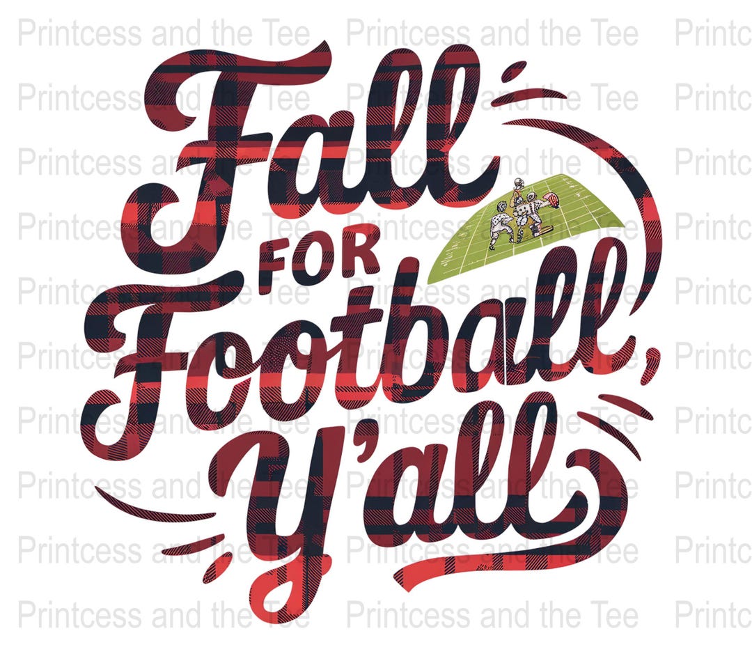Fall for Football Ya'll Png, Plaid Football, Autumn Football Png ...