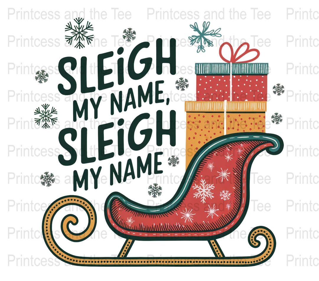 Sleigh My Name Png, Christmas Sleigh Clipart, Holiday Gift Wrapping PNG ...