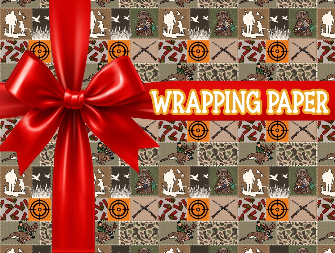 Hunting Christmas Wrapping Paper, Hunter Gift Wrap, Camo Holiday ...