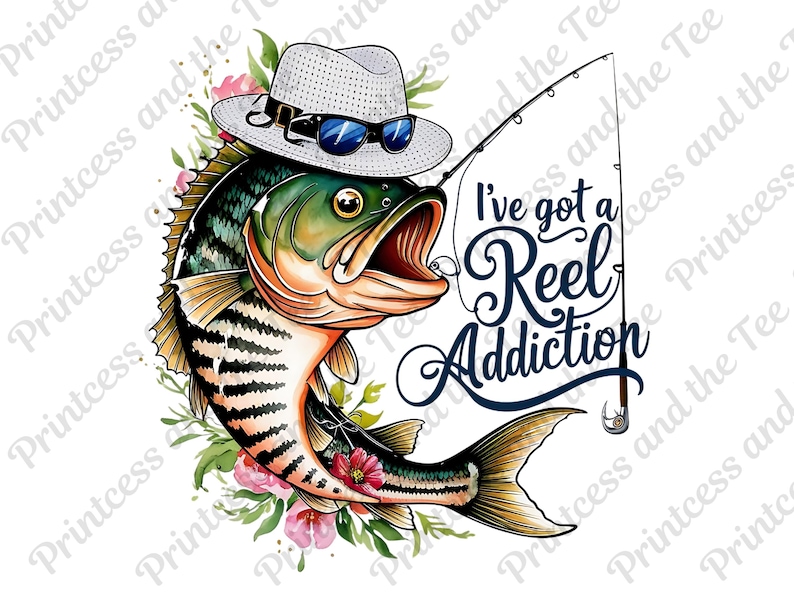 Reel Addiction Fishing Clipart: Bass PNG (digital Download) - Etsy