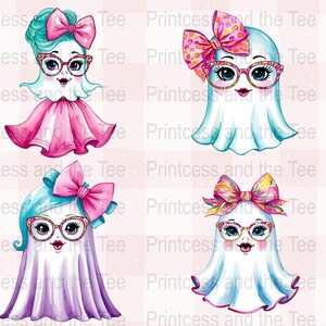 Preppy Girl Ghost Clipart Set, Coquette Bow Png, Ghost With Coquette ...