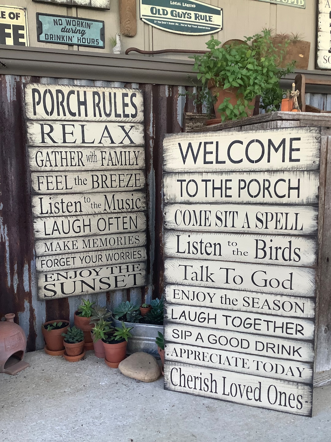 Porch Rules Sign. Porch Sign. Pallet Wood Sign. MADE TO ORDER - Etsy