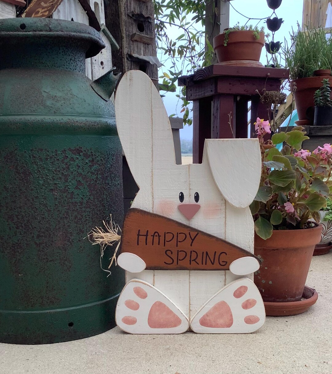 Wooden Bunny With Carrot. Spring Decor. MADE TO ORDER - Etsy