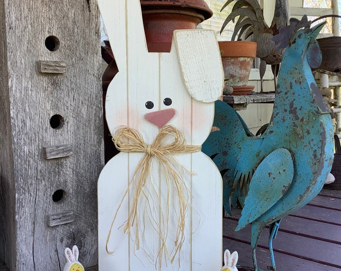 White Wooden Bunny Stand / Wooden Easter Bunny / Spring Decor / Easter ...