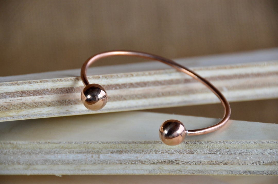 Solid Copper Bangle Bracelet,handmade Copper Bangle, Balls Bracelet - Etsy