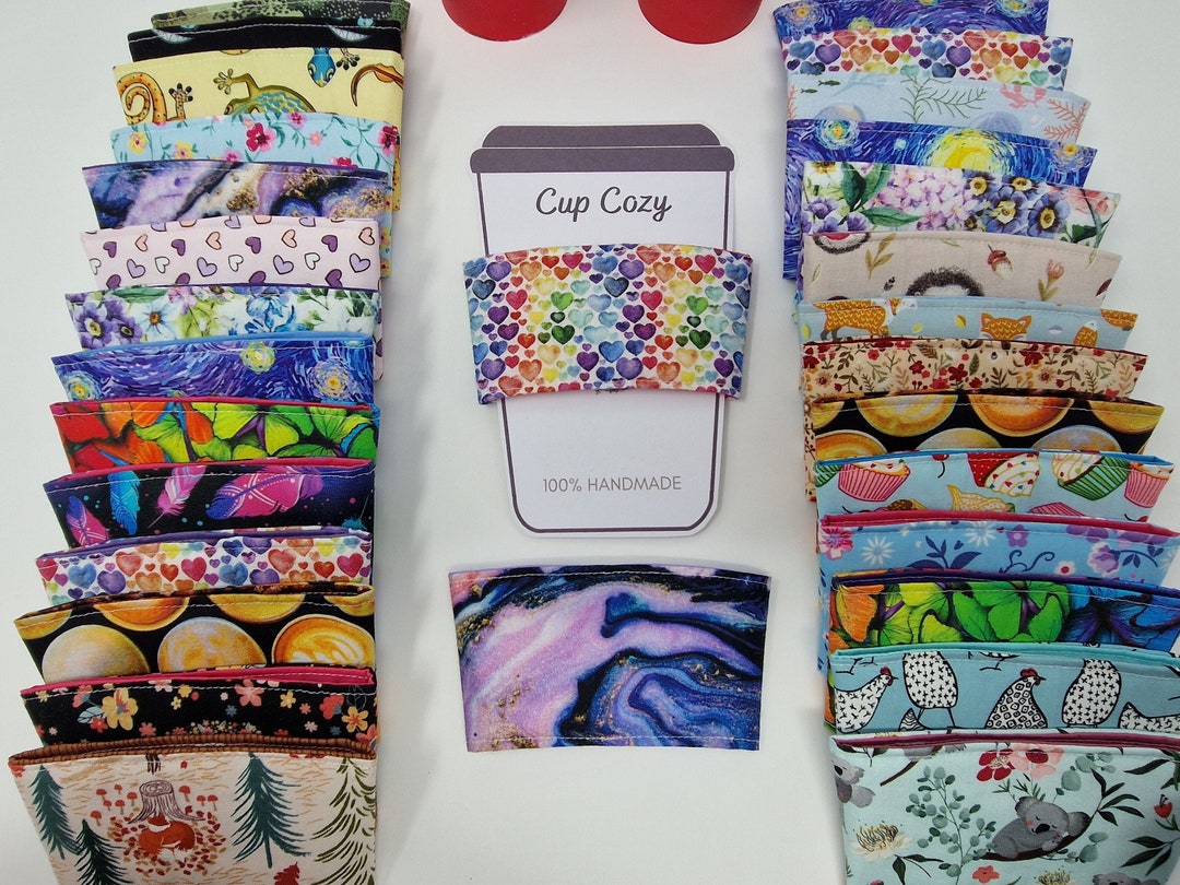 Cup Cozy Hand Protection - Lots of Fabric Options! Cup Cosie Gift, Cup ...