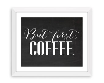 But First Coffee Print Burlap Printable cafe printable | Etsy