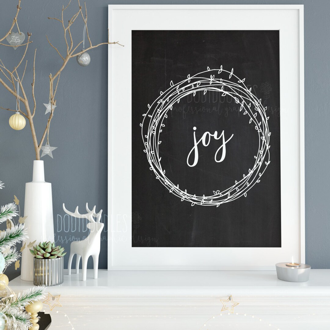 Joy, Joy Printable, Joy Print, Joy Wreath, Wreath, Wreath Printable ...