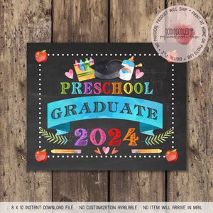 Preschool Graduation Sign, Last Day of Preschool Sign, Preschool Photo ...