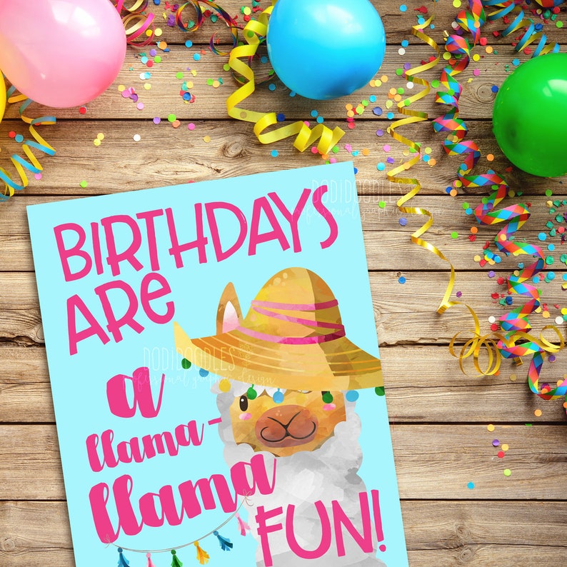 Llama Birthday Printable Birthday Llama Llama Sign Birthday - Etsy