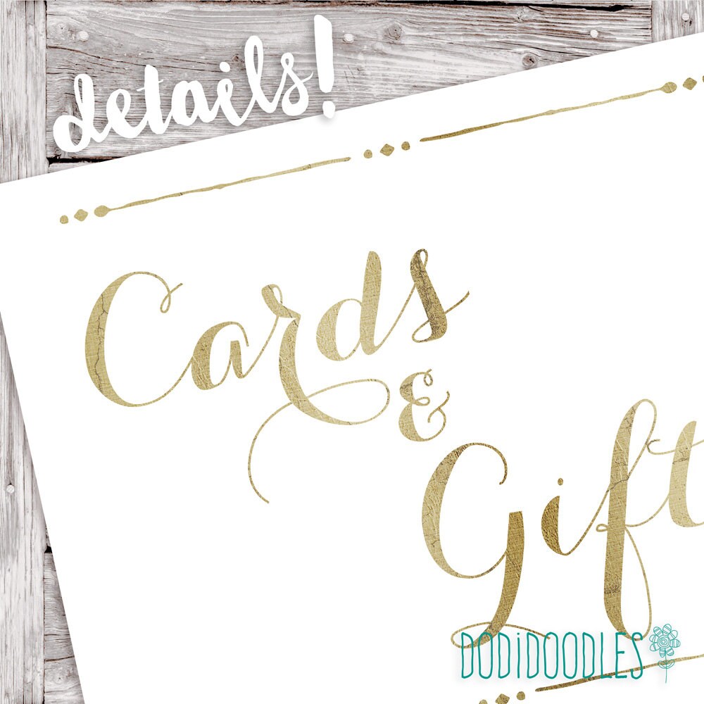 Cards and Gifts Gold Wedding Printable 8x10 Reception Table - Etsy