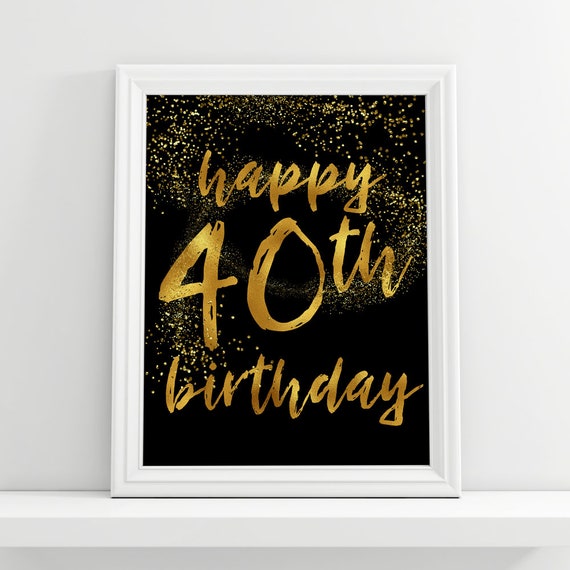 40th birthday sign happy 40th birthday birthday party decor | Etsy