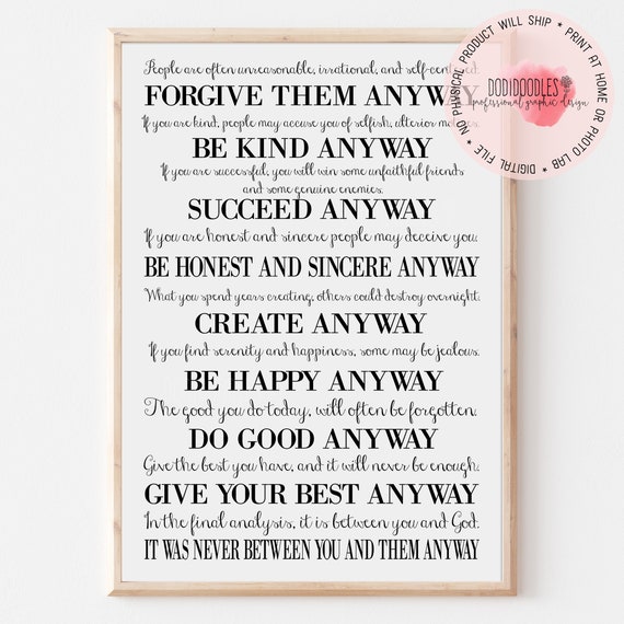 Paradoxical Commandments Poster