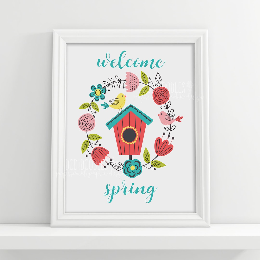 Welcome Spring Printable, Welcome Spring Sign, Birdhouse Printable ...