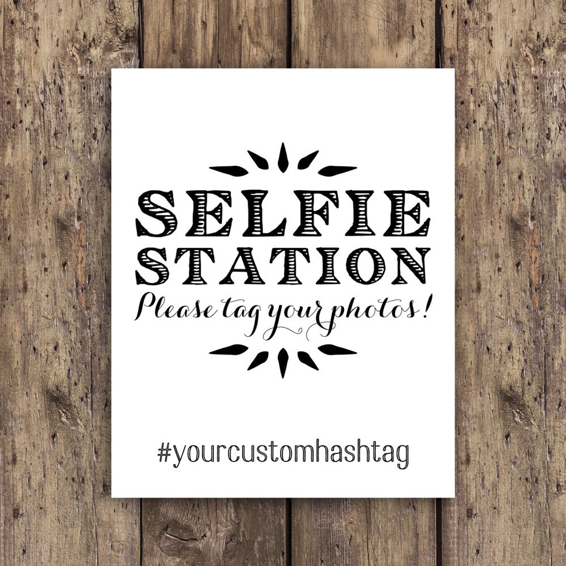 Selfie Station Sign Selfie Station Custom Hashtag Sign | Etsy