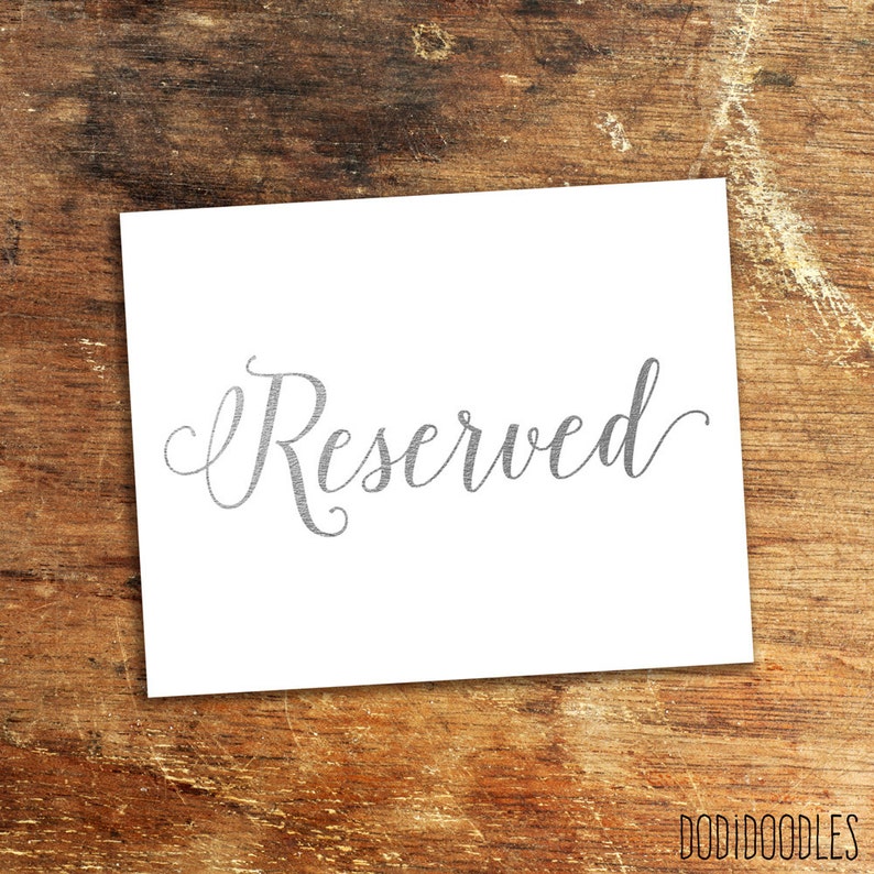 Silver Reserved sign printable wedding sign Reserved | Etsy