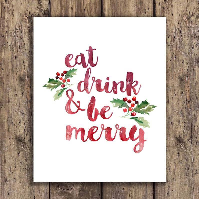 Eat Drink and Be Merry Christmas Printable Christmas - Etsy