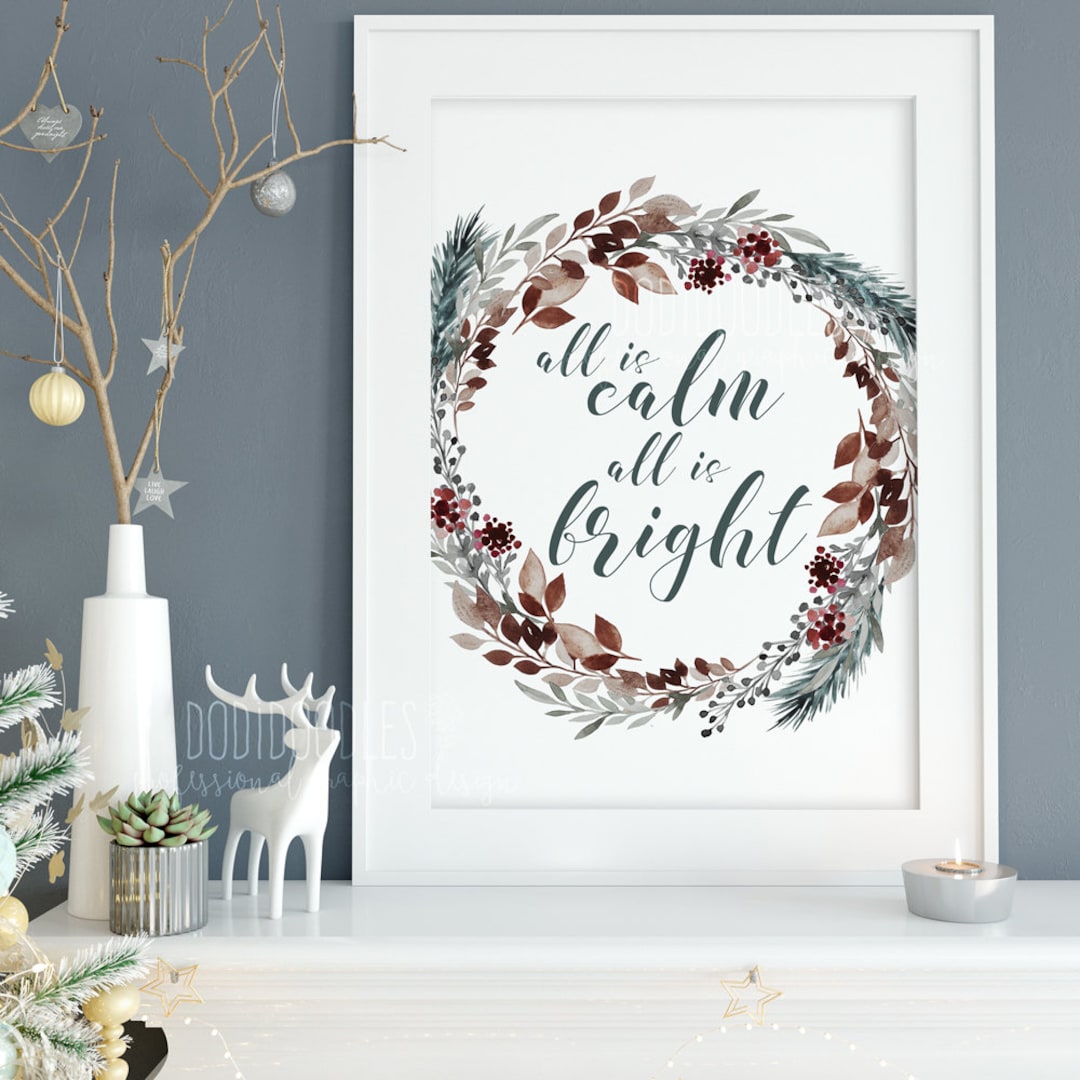 Buy All is Calm, All is Bright, Holiday Printable, Christmas Printable ...