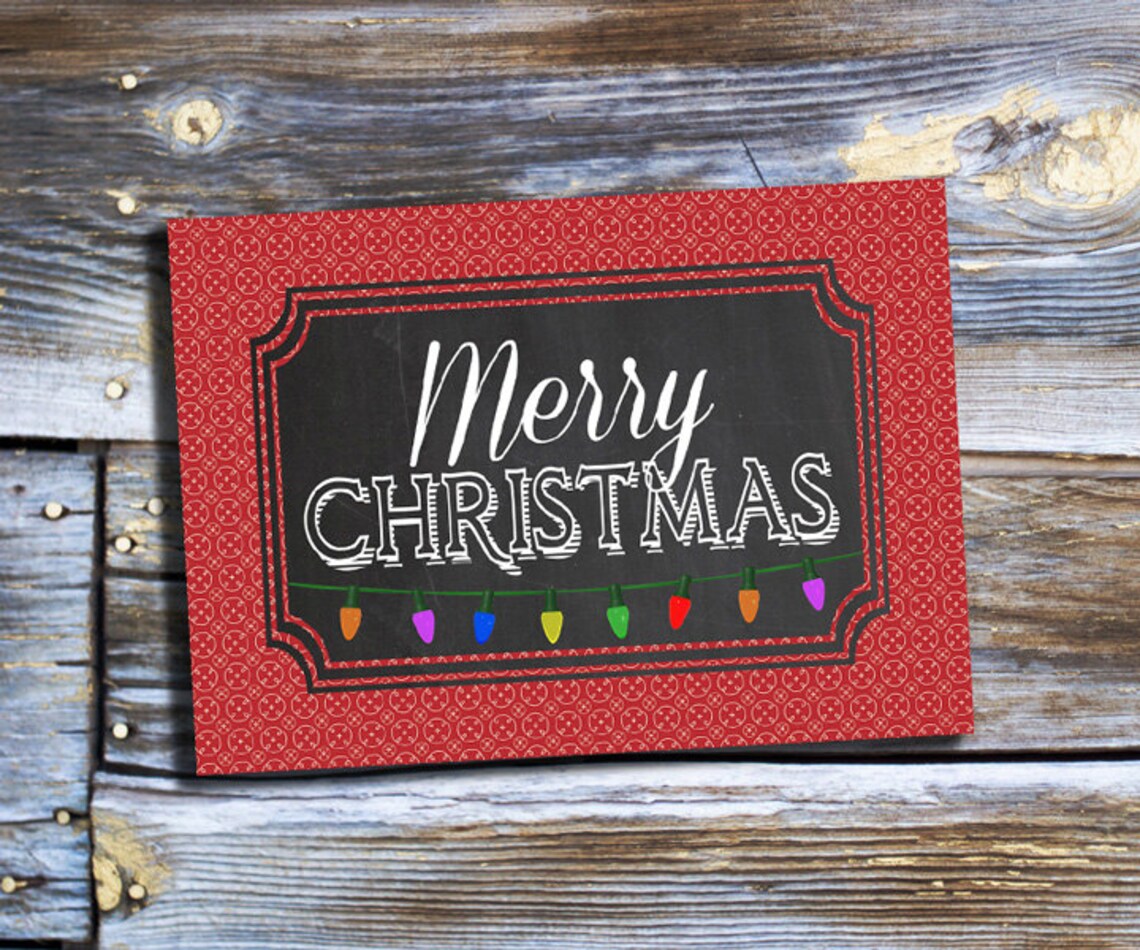 Merry Christmas Card Printable Instant Download 5x7 Red | Etsy