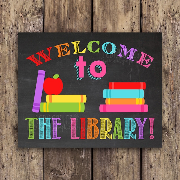 Library Sign - Etsy