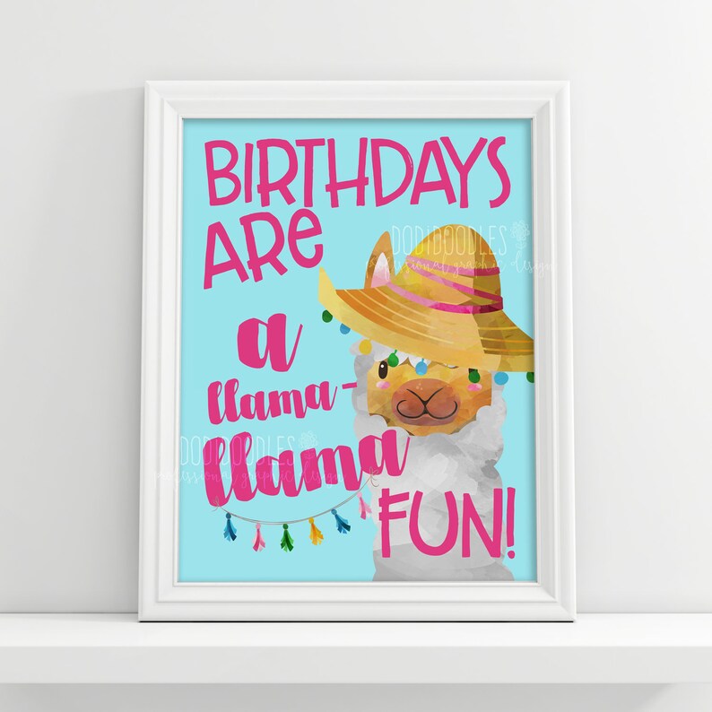 Llama Birthday Printable Birthday Llama Llama Sign Birthday - Etsy