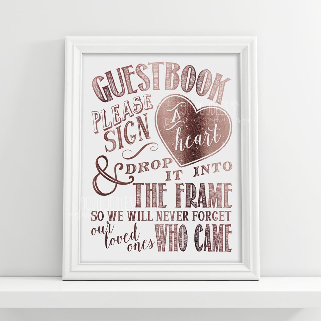 Heart Guest Book, Heart Guestbook, Heart Guestbook Sign, Please Sign a ...