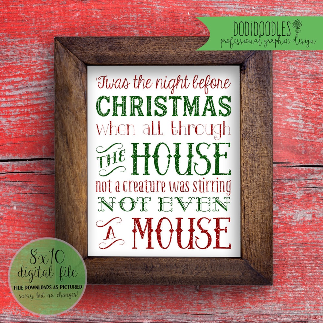 Twas the Night Before Christmas, Christmas Glitter Printable, the Night ...