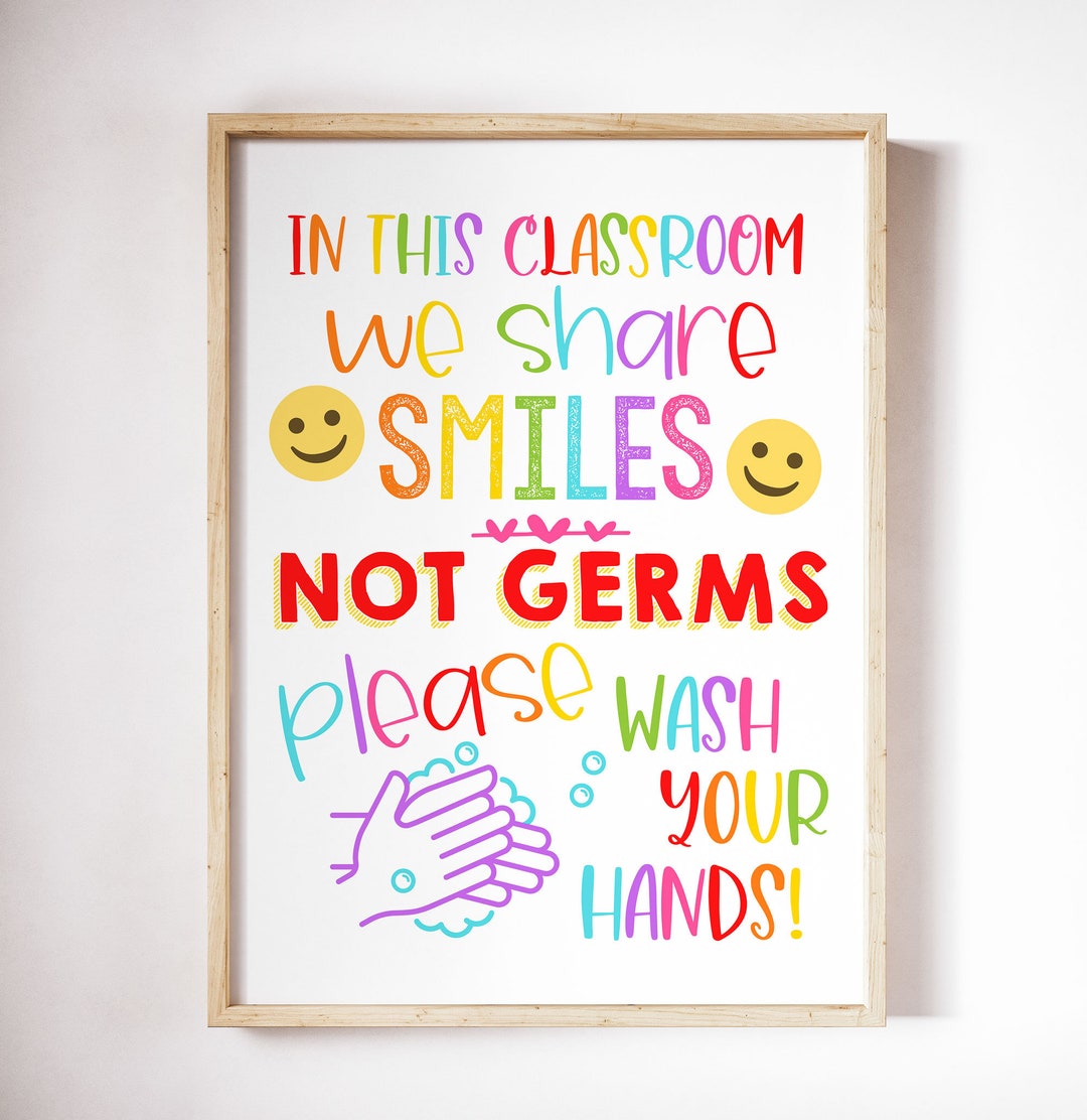 In This Classroom Poster, Instant Download, We Share Smiles Not Germs ...