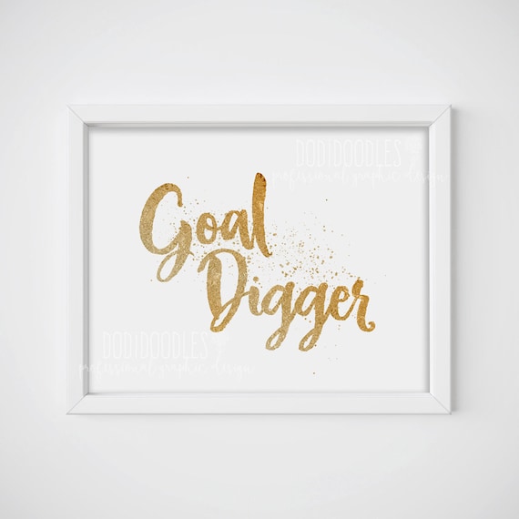 Goal Digger Goal Digger Wall Art Gold Wall Decor Goal | Etsy