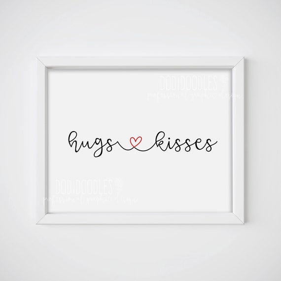 Hugs and Kisses Hugs and Kisses Sign Red Heart Valentines | Etsy