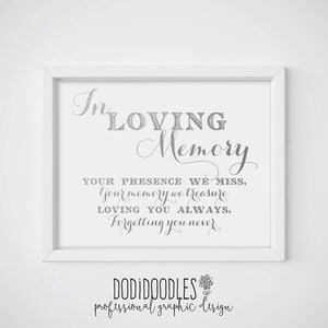 In Loving Memory, Printable Sign, Wedding Memorial Table, Your Presence ...