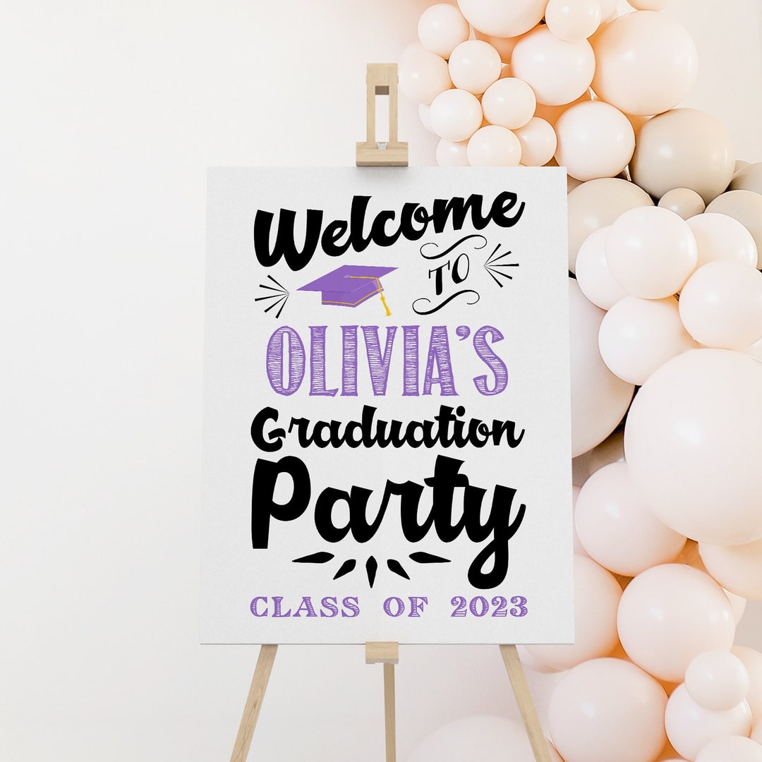 Purple Graduation Signs, Graduation Party Decor, Custom Welcome Sign ...