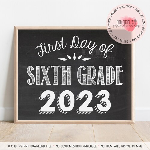 First Day of 6th Grade Printable - Etsy