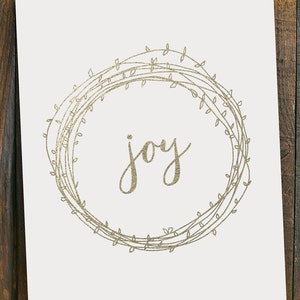 Joy Printable, Christmas Printable, Digital Download, Joy Wreath Print ...