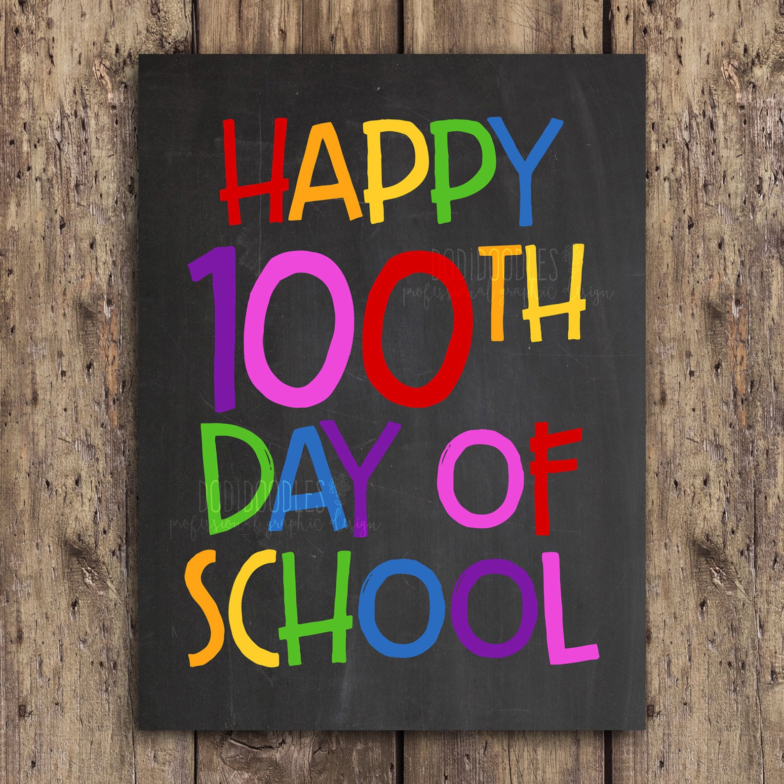 Happy 100th Day of School Chalkboard Sign 100th Day Sign - Etsy